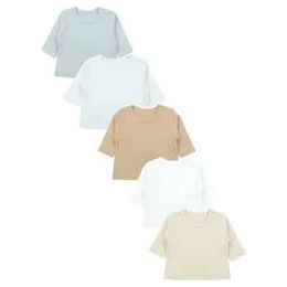 Langarmshirt TUPTAM "Shirt Baby Jungen Langarmshirt 5er Set", M&auml;dchen, Gr. 98, braun (grau_braun_wei&szlig;_beige), Obermaterial: 100% Baumwolle CO., Shirts Langarmshirt