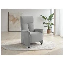 Sit & More TV-Sessel SIT & MORE "Cremona Comfort", silber, B:76cm H:114cm T:84cm, 100% Polyester, Sessel, wahlweise manuell oder elektrischer Funktion mit Akku