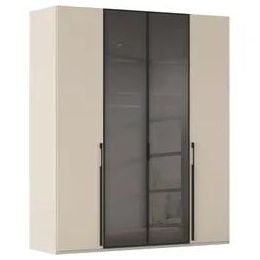 Dreht&uuml;renschrank Rauch "Schrank Garderobe SKAT SHINE Breiten 151/201/251/301cm, H&ouml;he 223/235cm", beige (champagner), B:201cm H:235cm T:63cm, Glas, Holzwerkstoff, Schr&auml;nke, Dreht&uuml;renschrank, edle Schrankfront mittig hochwertige Glasrahment&uuml;ren MADE IN GERMANY