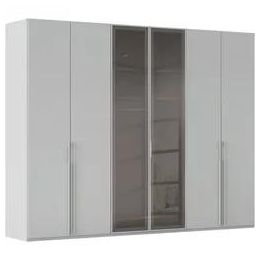 Dreht&uuml;renschrank Rauch "Schrank Garderobe SKAT SHINE Breiten 151/201/251/301cm, H&ouml;he 223/235cm", seidengrau, B:301cm H:235cm T:63cm, Glas, Holzwerkstoff, Schr&auml;nke, Dreht&uuml;renschrank, edle Schrankfront mittig hochwertige Glasrahment&uuml;ren MADE IN GERMANY