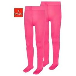 H.I.S. Feinstrumpfhose H.I.S, M&auml;dchen, Gr. 140/146, 2x pink, Obermaterial: 89% Polyamid, 11% Elasthan, Rippstruktur, unifarben, elastisch, Strumpfhosen Feinstrumpfhose, mit geripptem Muster