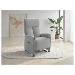 Sit & More TV-Sessel SIT & MORE "Cremona Comfort", silber, B:76cm H:119cm T:84cm, 100% Polyester, Sessel, wahlweise manuell oder elektrischer Funktion mit Akku