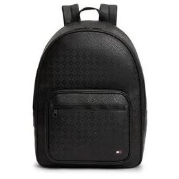 Rucksack Tommy Hilfiger "TH EMBOSSED FLAG BACKPACK", Herren, Gr. B/H/T: 30cm x 42cm x 13cm, schwarz, Lederimitat, Basic, Rucks&auml;cke Rucksack, Unisex Freizeitrucksack, City Bag, verstellbare Schulterriemen