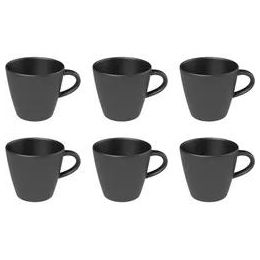 Villeroy & Boch Tasse VILLEROY & BOCH "Kaffeetasse Manufacture Rock 150 ml 6er Set schwarz", schwarz, 6 tlg., Porzellan, Trinkgef&auml;&szlig;e, Tasse