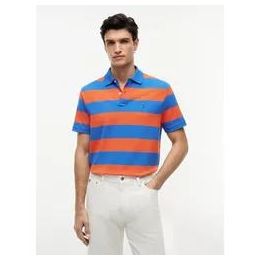 Poloshirt Tommy Hilfiger "BLOCK STRIPE", Herren, Gr. L, brilliant orange, blau orbit, Piqu&eacute;, Obermaterial: 96% Baumwolle, 4% Elasthan, regular fit normal, Shirts