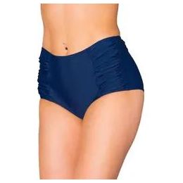 Bikini-Hose AQUARTI "Bikinihose Aquarti Damen Bikinihose mit Hoher Taille und Raffung", Damen, Gr. 48, N-Gr, blau (dunkelblau), Obermaterial: 80% Polyamid PA. 20% Elasthan EL., Badehosen Bikini-Hose