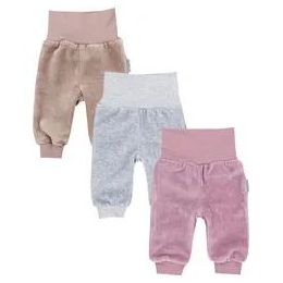Jogginghose TUPTAM "Hose Baby M&auml;dchen Nicki Hose 3er Pack", Kinder, Gr. 80, N-Gr, beige (melange grau, beige, rosa), Obermaterial: 77% Baumwolle CO. 23% Polyester PES., Hosen Jogginghose