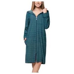 Damenbademantel AQUARTI "Bademantel Aquarti Damen Bademantel Rei&szlig;verschluss Streifenmuster" Gr. XXL, gr&uuml;n (streifenmuster smaragdgr&uuml;n), XXL, Obermaterial: 80% Baumwolle CO. 20% Polyester PES., Hausm&auml;ntel