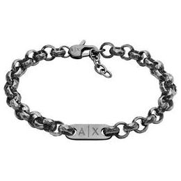Giorgio Armani Armband ARMANI EXCHANGE "Schmuck Geschenk Edelstahl", gunfarben, Armb&auml;nder, Damen, 21,5cm, Edelstahl, Armband