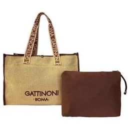 Tragetasche GATTINONI "Jane Raffia Large Shopping Bag. Damen", Damen, Gr. B/H/T: 17cm x 35cm onesize, natural, braun, Baumwolle, Polypropylen, Taschen, Tragetasche Damen, Shopper, Strandtasche, Fashion, Lifestyle, Sale