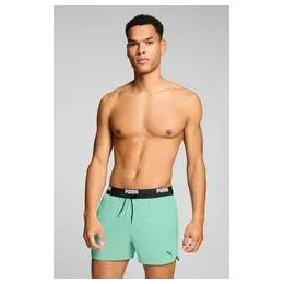 Badeshorts Puma "Puma SWIM MEN TRACK SHORT SHORTS", Herren, Gr. L, N-Gr, mint jelly, Microfaser, Obermaterial: 100% Polyester, Badehosen Badeshorts, mit Gummizug und Bindekordel