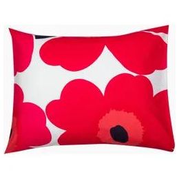 Kissenbezug Marimekko "UNIKKO", wei&szlig;, rot, B:80cm H:1cm L:80cm, Perkal (Bio-Baumwolle), Obermaterial: 100% Baumwolle, Kissenbez&uuml;ge, Kissenbezug, passend zum Bettbezug UNIKKO