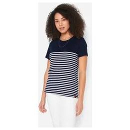 T-Shirt bonprix, Damen, Gr. 48/50 (XL), blau (dunkelblau gestreift), Jersey, Obermaterial: 100% Baumwolle, gestreift, loose fit normal, Rundhals, Shirts T-Shirt, lockere Passform, Kurzarm-Design, mit Rundhalsausschnitt