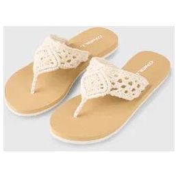 O`Neill Zehentrenner O'NEILL "DITSY CROCHET SANDALS", Damen, Gr. 39, snow wei&szlig;, Synthetik, Schuhe Zehentrenner, Sommerschuh, Sandale, Schlappen, mit Gummilaufsohle