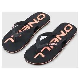 O`Neill Zehentrenner O'NEILL "PROFILE LOGO SANDALS", Herren, Gr. 45, schwarz out 2, Synthetik, Schuhe Zehentrenner, Sommerschuh, Sandale, Schlappen, mit Gummilaufsohle
