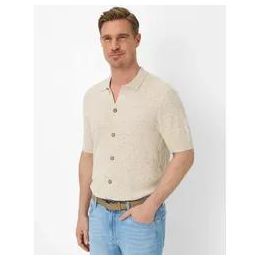 Rundhalspullover Brax "Style JIMMY", Herren, Gr. L (52), beige, Strick, 41% Baumwolle, 31% Leinen, 28% Lyocell, Pullover Rundhalspullover