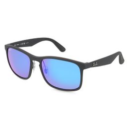 Ray-Ban RB4264 | Herren-Sonnenbrille | Fassung: Vollrand, Quadratisch, Kunststoff, Schwarz Matt | Glasfarbe: Gr&uuml;n Spiegel Blau