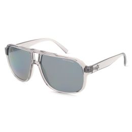 Emporio Armani AX4104S | Herren-Sonnenbrille | Fassung: Vollrand, Eckig, Kunststoff, Grau Transparent | Glasfarbe: Grau
