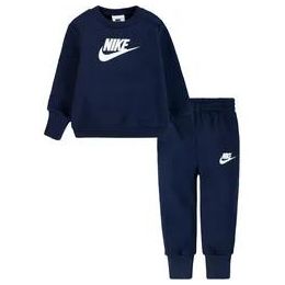 Jogginganzug Nike SPORTSWEAR "NKN SUSTAINABLE CREW SET", M&auml;dchen, Gr. 86 (18), blau (midnight navy), Sweatware, Obermaterial: 100% Polyester, Sportanz&uuml;ge Jogginganzug, zweiteiliges Set, f&uuml;r Babys, mit flexibler Passform