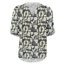 3/4-Arm-Shirt STOOKER WOMEN "MARIE Print Shirt Bluse 3/4-Arm", Damen, Gr. 36/38, gr&uuml;n aop, Jersey, 100% Baumwolle, regular fit, V-Ausschnitt, Shirts 3/4-Arm-Shirt, Regular Fit Shirt Bluse Baumwolle Shirt Knopfleiste f&uuml;r Damen