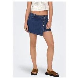 Jeansshorts Only "ONLLESLY REG LB DNM SKORT BJ NOOS", Damen, Gr. L, N-Gr, dunkelblau denim, Denim/Jeans, Obermaterial: 100% Baumwolle, unifarben, regular fit kurz, Jeans Jeansshorts, Baumwolle, Regular Waist, Hosenrock