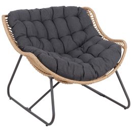 Ambia Garden Gartensessel, Anthrazit, Dunkelgrau, Hellbraun, Metall, Kunststoff, Textil, Kufe, 97x83.5x110.5 cm, wetterfest, Gartenm&ouml;bel, Gartenst&uuml;hle, Gartenst&uuml;hle