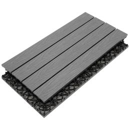 Ambia Garden Terrassenfliese Wpc, Grau, Holzwerkstoff, 60x2.1x30 cm, Global Recycled Standard (Grs), rutschfest, witterungsbest&auml;ndig, lichtunempfindlich, Gartenzubeh&ouml;r, Terrassen- & Balkonb&ouml;den, Terrassenfliesen