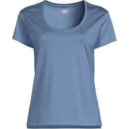LANDS' END Supima&reg; Shirt mit Ballettausschnitt und kurzen &Auml;rmeln, Damen,  Blau, Baumwolle, by Lands' End