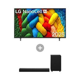 LG 55 &Prime; NanoCell AI NANO80 4K Smart TV + 2.1 Kanal TV Soundbar DS30A 55NANO80A6B.DS30001