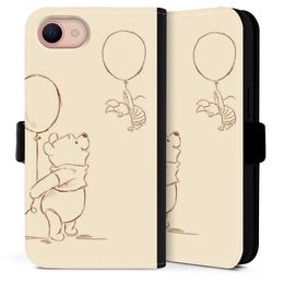 DeinDesign iPhone 16e Handy Klapph&uuml;lle Handyh&uuml;lle aus Kunst Leder schwarz Flip Case Disney Official Licensed Product Winnie The Pooh Sideflip mit Lasche