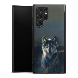 DeinDesign Galaxy S22 Ultra Handy Silikon H&uuml;lle Case schwarz Handyh&uuml;lle Wolf Painting Nature