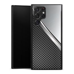 DeinDesign Galaxy S22 Ultra Handy Silikon H&uuml;lle Case schwarz Handyh&uuml;lle Steel Metall Carbon