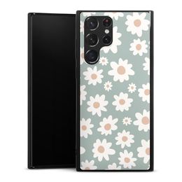 DeinDesign Galaxy S22 Ultra Handy Silikon H&uuml;lle Case schwarz Handyh&uuml;lle Daisy Muster Flowers