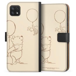 DeinDesign Galaxy A22 5G Handy Klapph&uuml;lle Handyh&uuml;lle aus Kunst Leder schwarz Flip Case Official Licensed Product Disney Winnie The Pooh Sideflip mit langer 