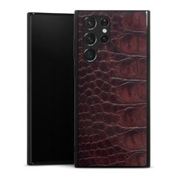 DeinDesign Galaxy S22 Ultra Handy Silikon H&uuml;lle Case schwarz Handyh&uuml;lle Crocodile Animal Print Leather