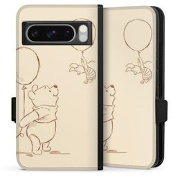 DeinDesign Google Pixel 8 Pro Handy Klapph&uuml;lle Handyh&uuml;lle aus Kunst Leder schwarz Flip Case Disney Official Licensed Product Winnie The Pooh Sideflip mit Lasche