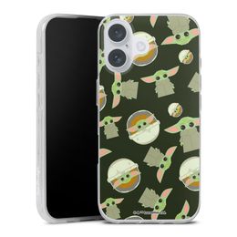 DeinDesign iPhone 16 Plus Handy Silikon H&uuml;lle Case transparent Handyh&uuml;lle Official Licensed Product Star Wars Muster Baby Yoda Silikon Case