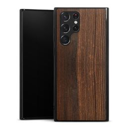 DeinDesign Galaxy S22 Ultra Handy Silikon H&uuml;lle Case schwarz Handyh&uuml;lle Wood Nut Tree Wooden Look