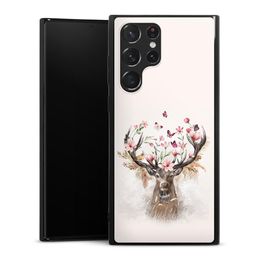 DeinDesign Galaxy S22 Ultra Handy Silikon H&uuml;lle Case schwarz Handyh&uuml;lle Deer Flowers Animals