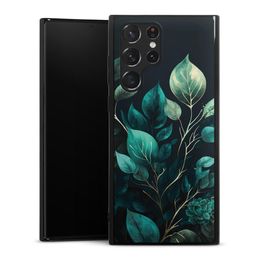 DeinDesign Galaxy S22 Ultra Handy Silikon H&uuml;lle Case schwarz Handyh&uuml;lle Eukalyptus Leaves Black