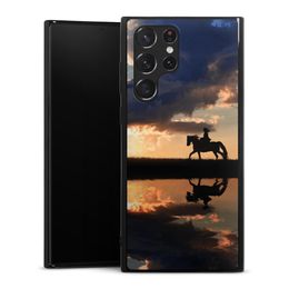 DeinDesign Galaxy S22 Ultra Handy Silikon H&uuml;lle Case schwarz Handyh&uuml;lle Sunset Horseback Riding Horse