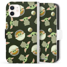 DeinDesign iPhone 12 mini Handy Klapph&uuml;lle Handyh&uuml;lle aus Kunst Leder wei&szlig; Flip Case Official Licensed Product Star Wars Muster Baby Yoda Sideflip mit Lasche