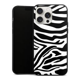 DeinDesign iPhone 15 Pro Max Handy Slim Case extra d&uuml;nn Silikon Handyh&uuml;lle schwarz H&uuml;lle Animal Print Zebra Animal Look Silikon Slim Case