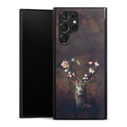 DeinDesign Galaxy S22 Ultra Handy Silikon H&uuml;lle Case schwarz Handyh&uuml;lle Reindeer Flowers Rehe
