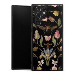 DeinDesign Galaxy S22 Ultra Handy Silikon H&uuml;lle Case schwarz Handyh&uuml;lle Flower Wreath Bee Blossom