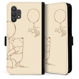 DeinDesign Galaxy A32 5G Handy Klapph&uuml;lle Handyh&uuml;lle aus Kunst Leder schwarz Flip Case Official Licensed Product Disney Winnie The Pooh Sideflip mit langer 