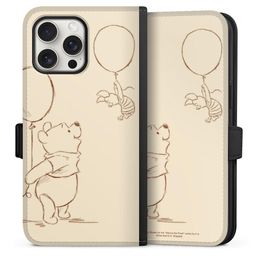 DeinDesign iPhone 15 Pro Max Handy Klapph&uuml;lle Handyh&uuml;lle aus Kunst Leder schwarz Flip Case Disney Official Licensed Product Winnie The Pooh Sideflip mit Lasche