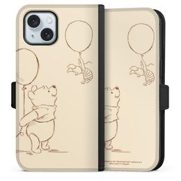 DeinDesign iPhone 15 Handy Klapph&uuml;lle Handyh&uuml;lle aus Kunst Leder schwarz Flip Case Disney Official Licensed Product Winnie The Pooh Sideflip mit Lasche