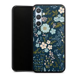 DeinDesign Galaxy A54 5G Handy Silikon H&uuml;lle Case schwarz Handyh&uuml;lle Blue Muster Flowers