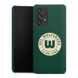 DeinDesign Galaxy A53 5G Handy Premium Case Smartphone Handyh&uuml;lle Schutzh&uuml;lle matt Vfl Wolfsburg Official Licensed Product 80 Jahre Premium Case